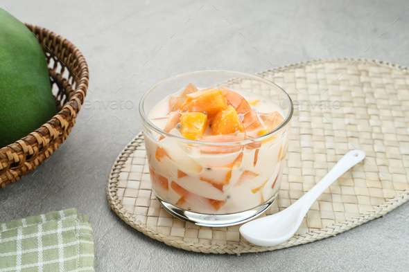 Mango Cheese Milk, Indonesian dessert Stock Photo by tyasindayanti