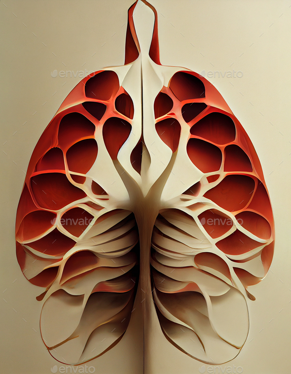 Lung structure by paper art, Digital Generate Image Stock Photo by ...