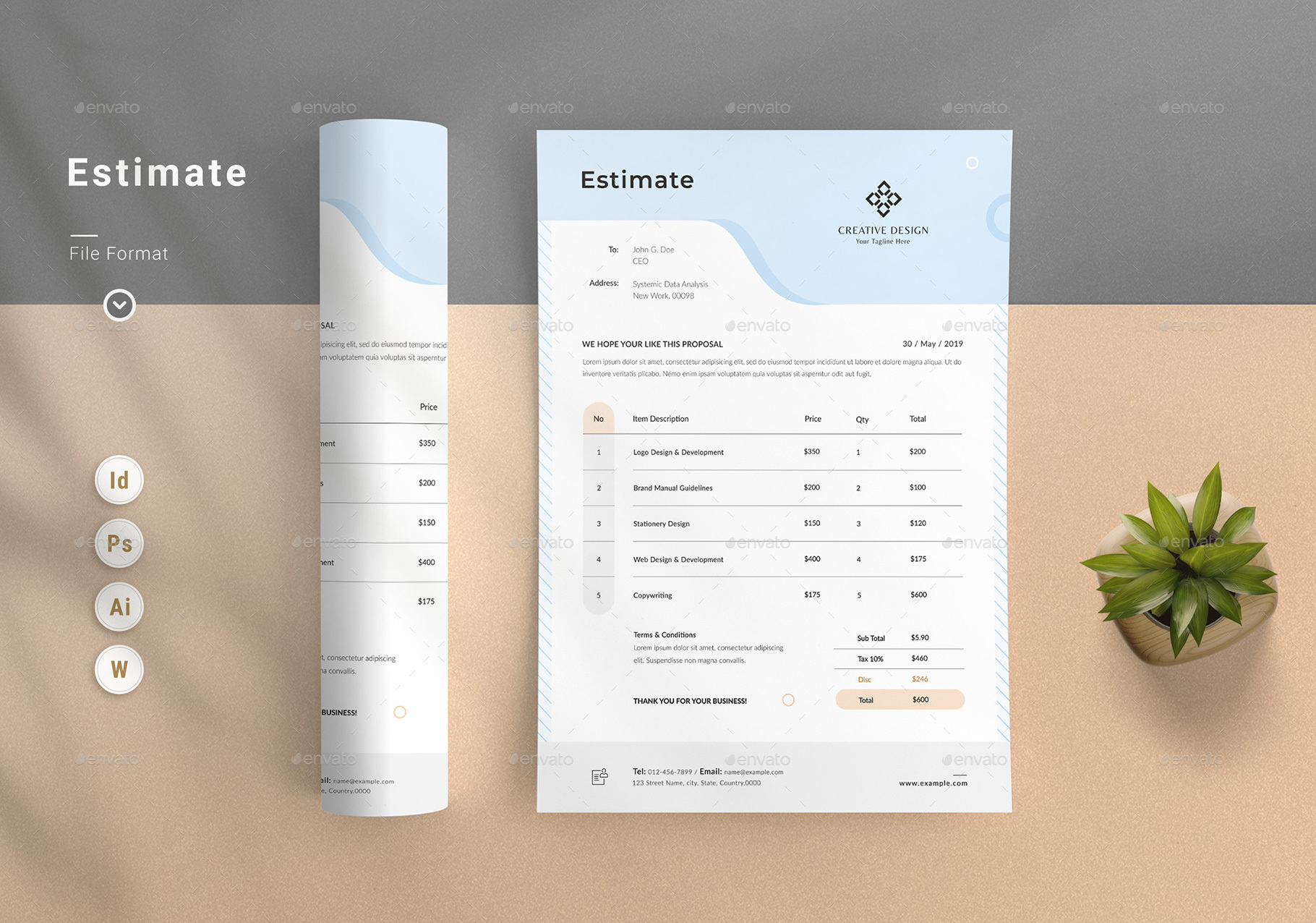 Brief Estimate Invoice Letterhead, Print Templates | GraphicRiver