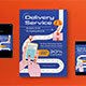 Blue Modern Delivery Service Flyer Set, Print Templates | GraphicRiver
