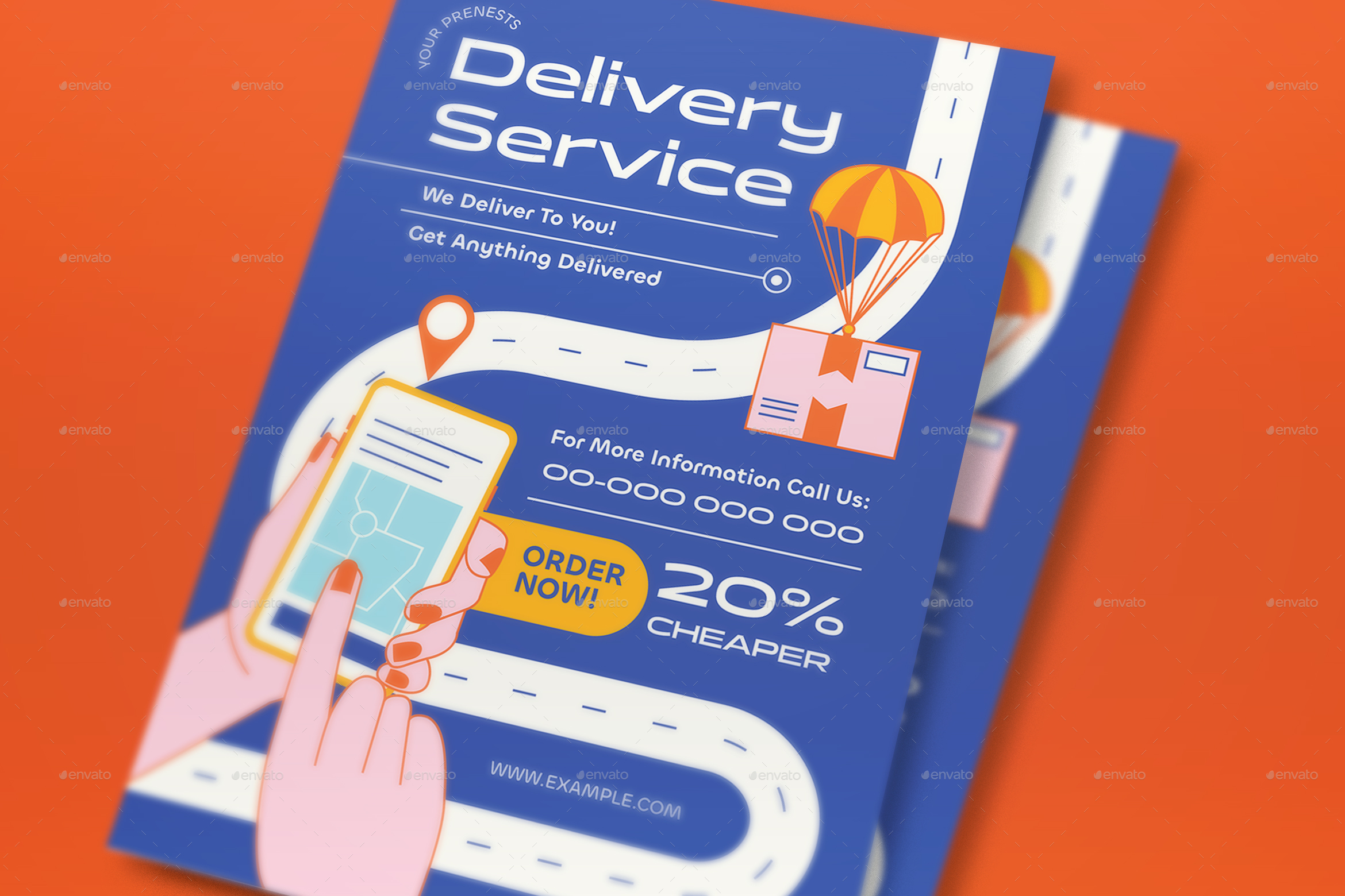 Blue Modern Delivery Service Flyer Set, Print Templates | GraphicRiver