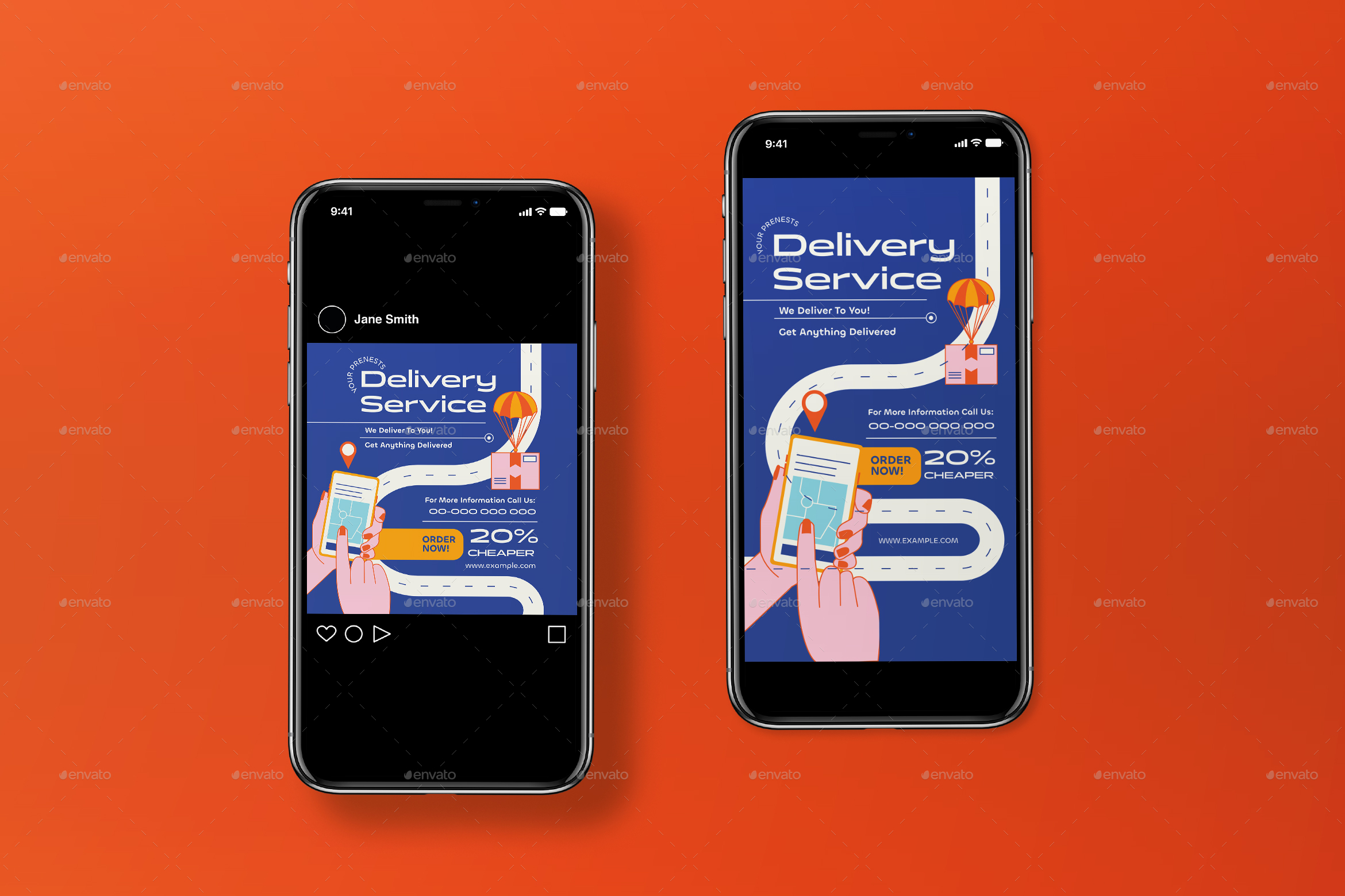Blue Modern Delivery Service Flyer Set, Print Templates | GraphicRiver