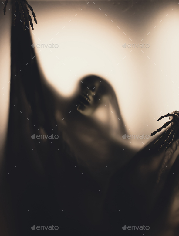 Shadow blur of horror skeleton. Halloween background. Stock Photo by ...