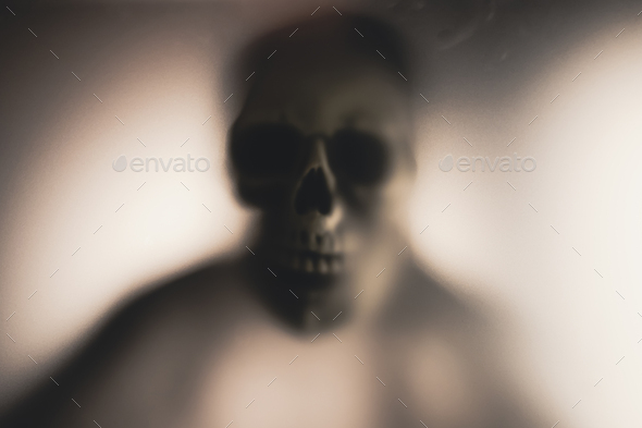 Shadow blur of horror skeleton. Halloween background. Stock Photo by ...