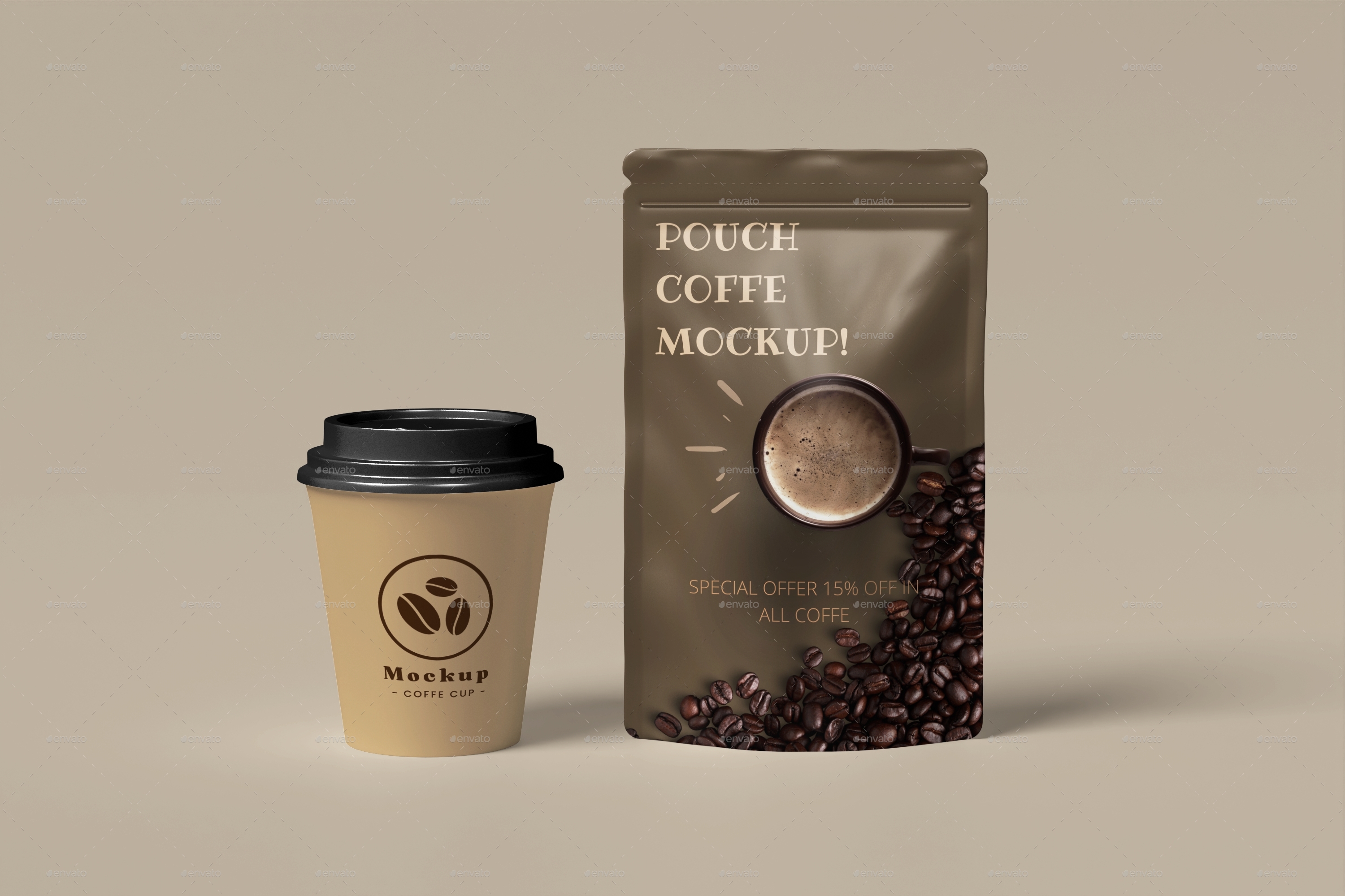 Coffee Cup & Pouch Packaging Mockup, Graphics | GraphicRiver