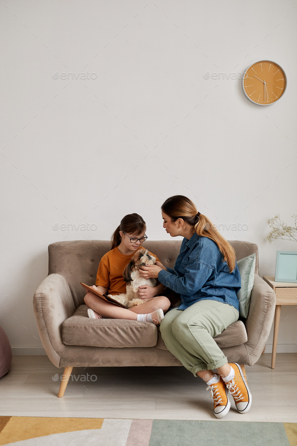 Caring Mother And Daughter With Down Syndrome Stock Photo by ...