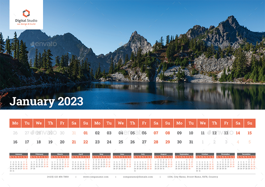 Landscape Calendar 2023, Print Templates | GraphicRiver