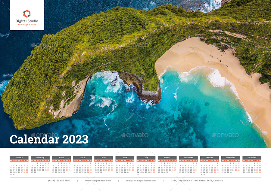 Landscape Calendar 2023, Print Templates | GraphicRiver