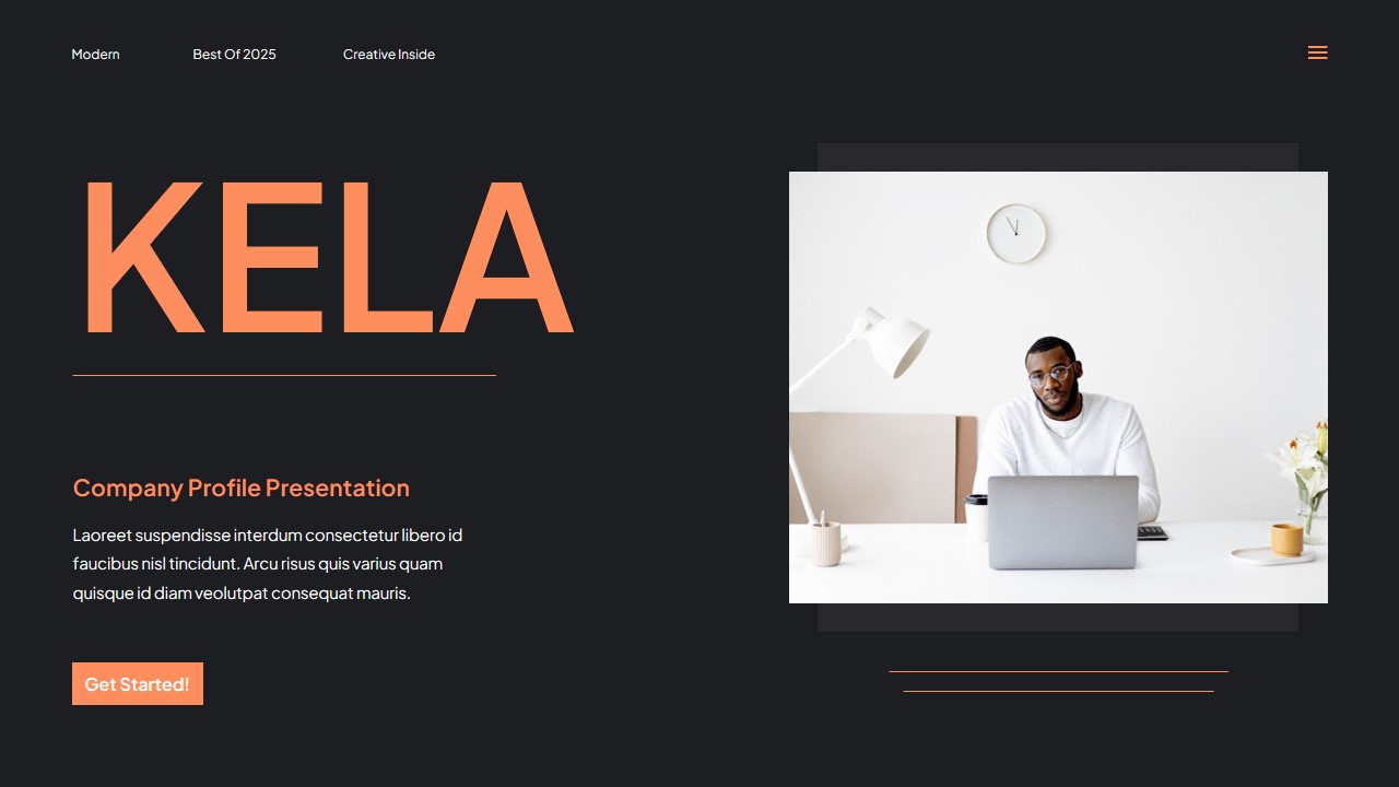 Modern Black Orange Company Profile Presentation, Presentation Templates