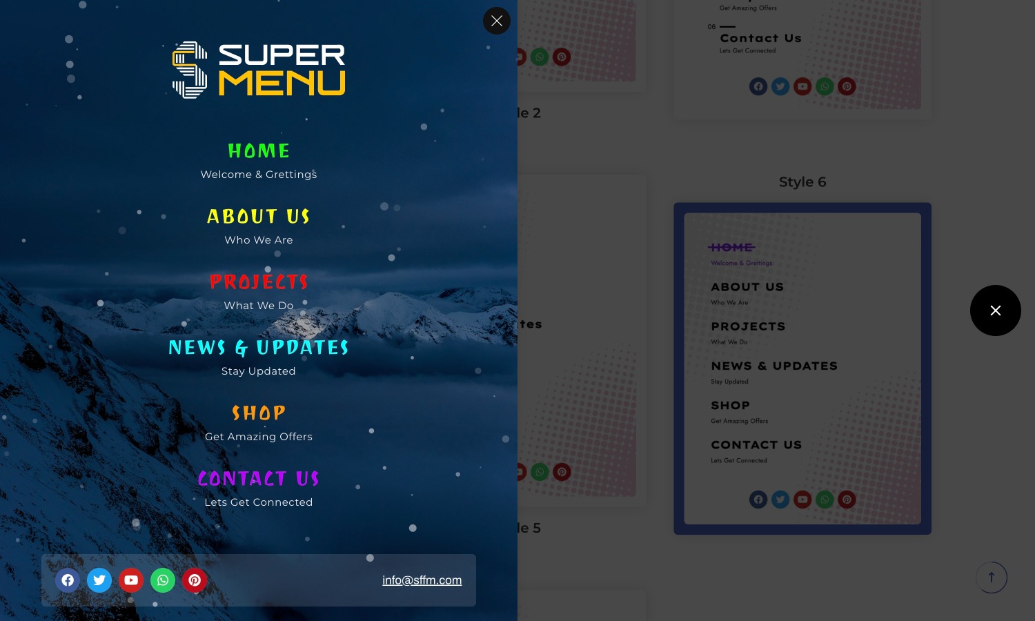 Super Floating and Fly Menu - Sticky, side, one page navigator, off ...