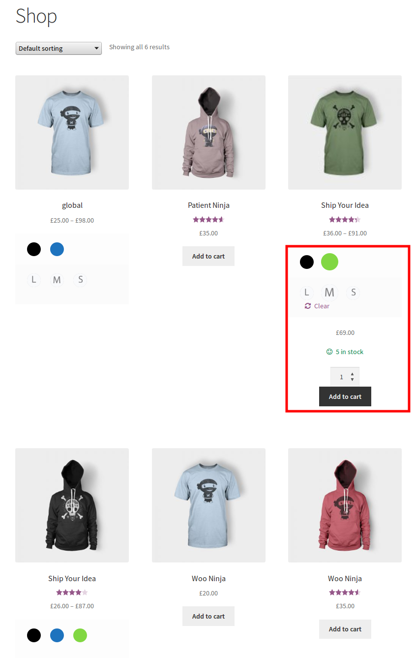 WooCommerce Colors And Swatches for Variations - Display swatch on Shop ...