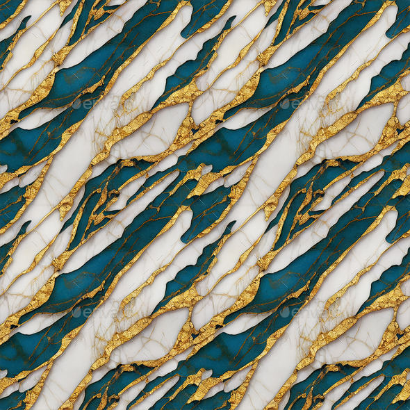 Seamless pattern teal and gold marble - Digital Generate Image Stock ...