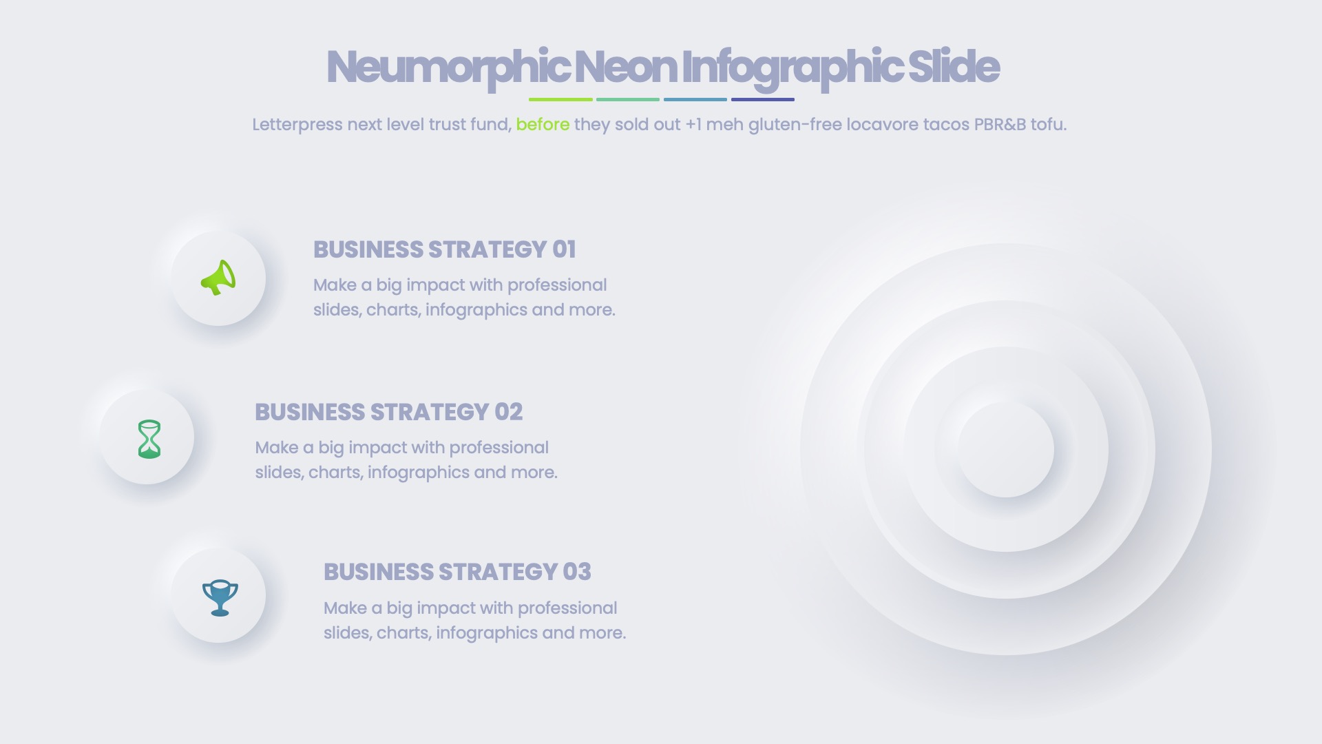 Neumorphic Neon - Keynote Infographics Slides, Presentation Templates