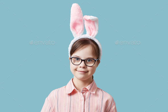 Girl With Down Syndrome Bunny Costume Stock Photo by seventyfourimages
