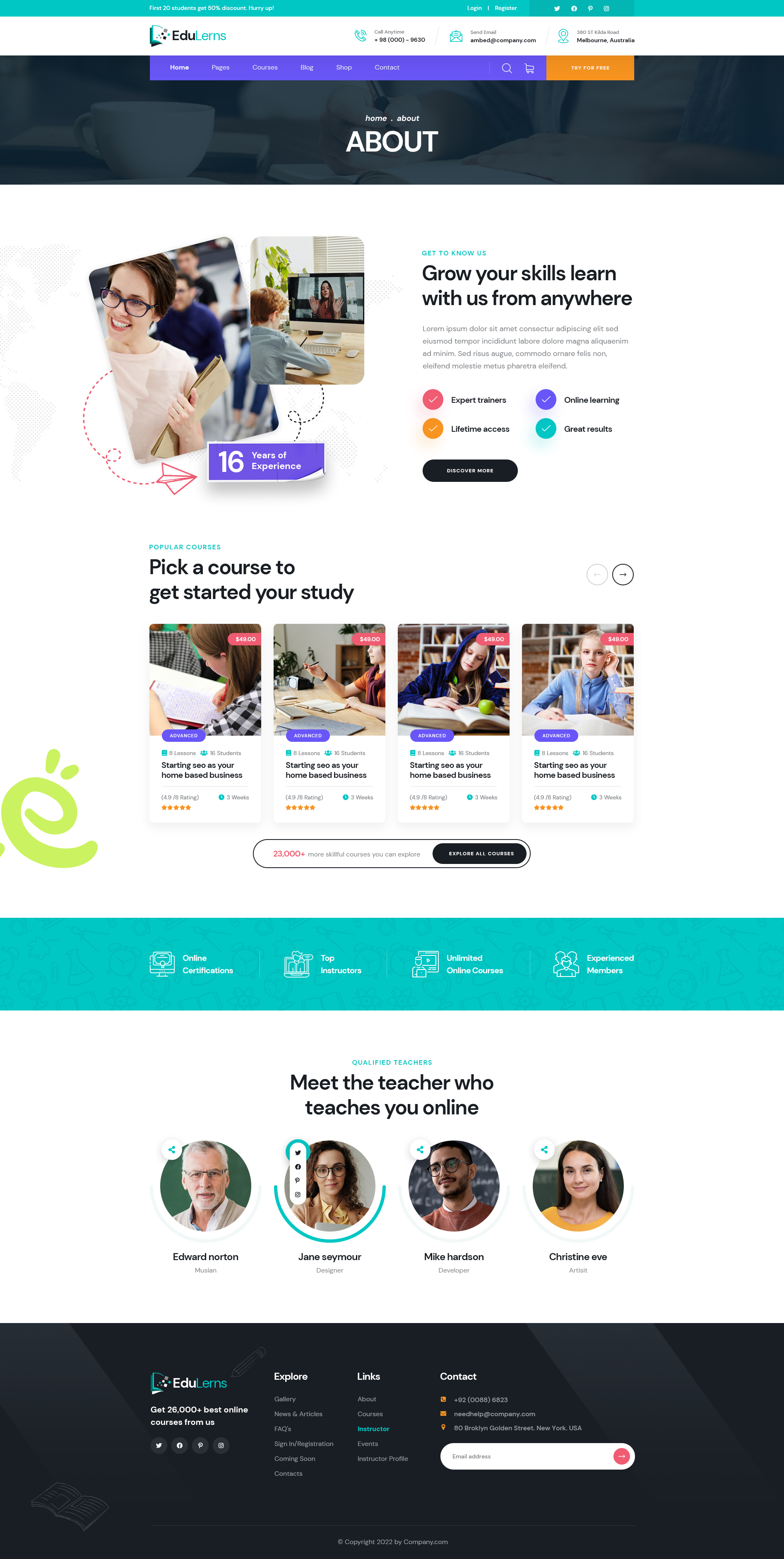 Edulerns - Online Courses & Education PSD Template by thimshop ...