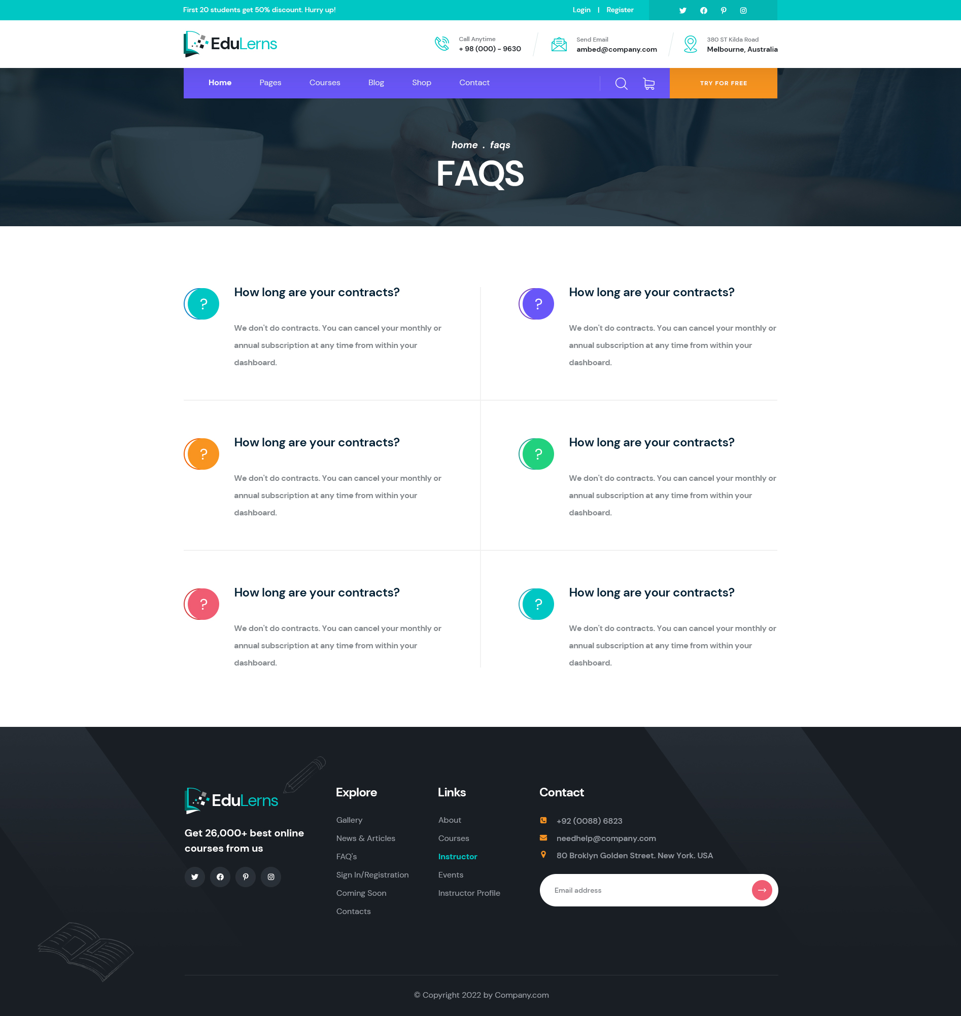 Edulerns - Online Courses & Education PSD Template by thimshop ...