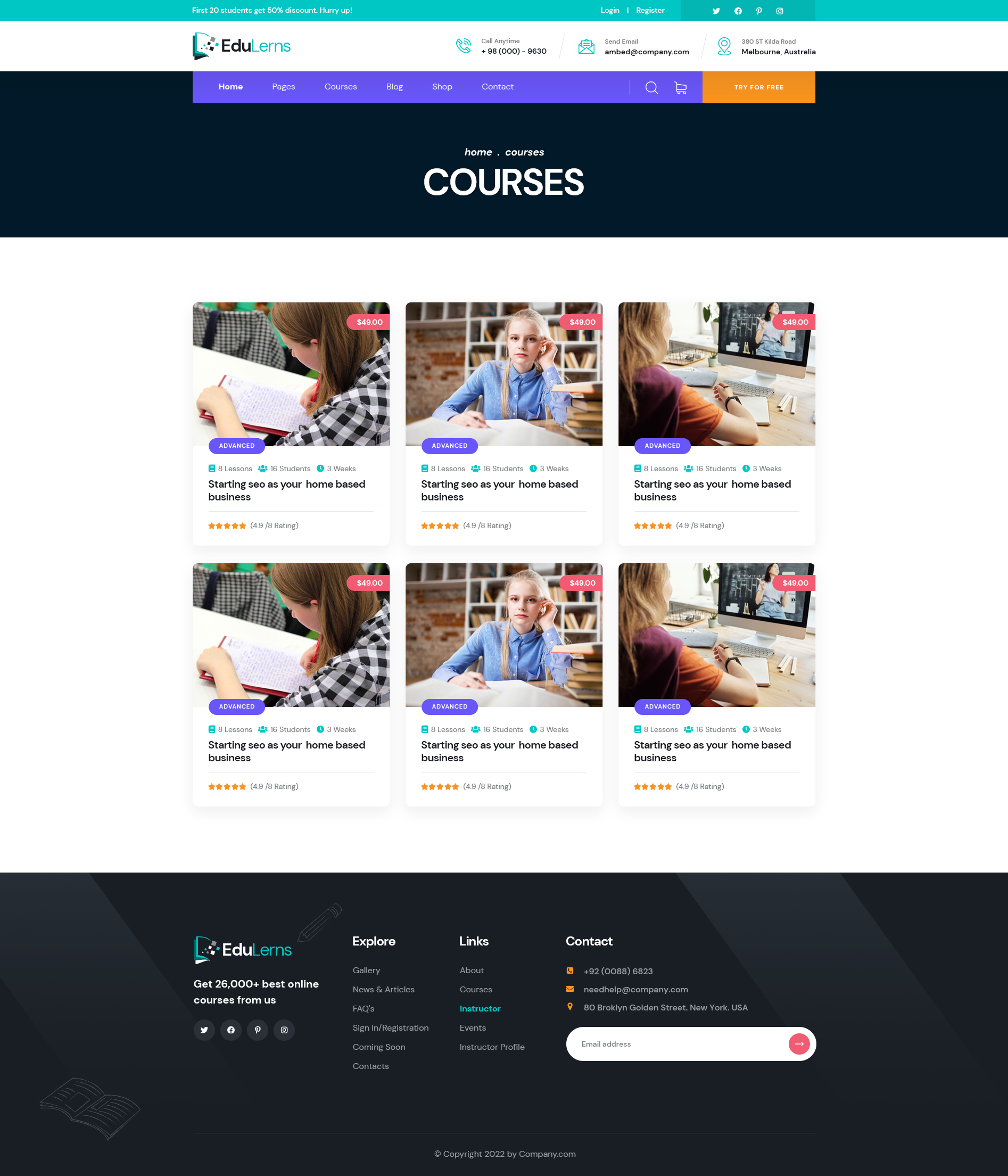 Edulerns - Online Courses & Education PSD Template by thimshop ...