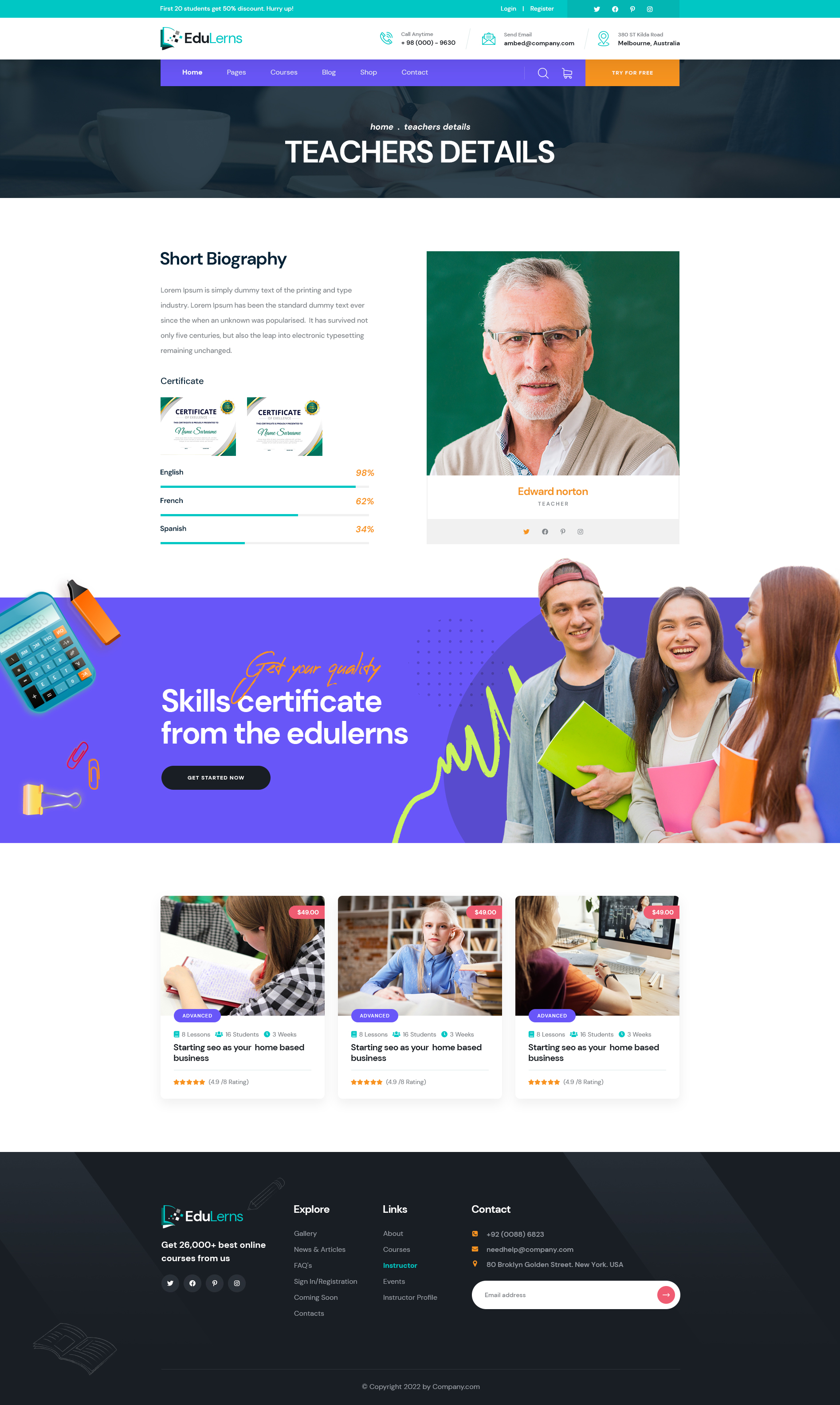 Edulerns - Online Courses & Education PSD Template by thimshop ...