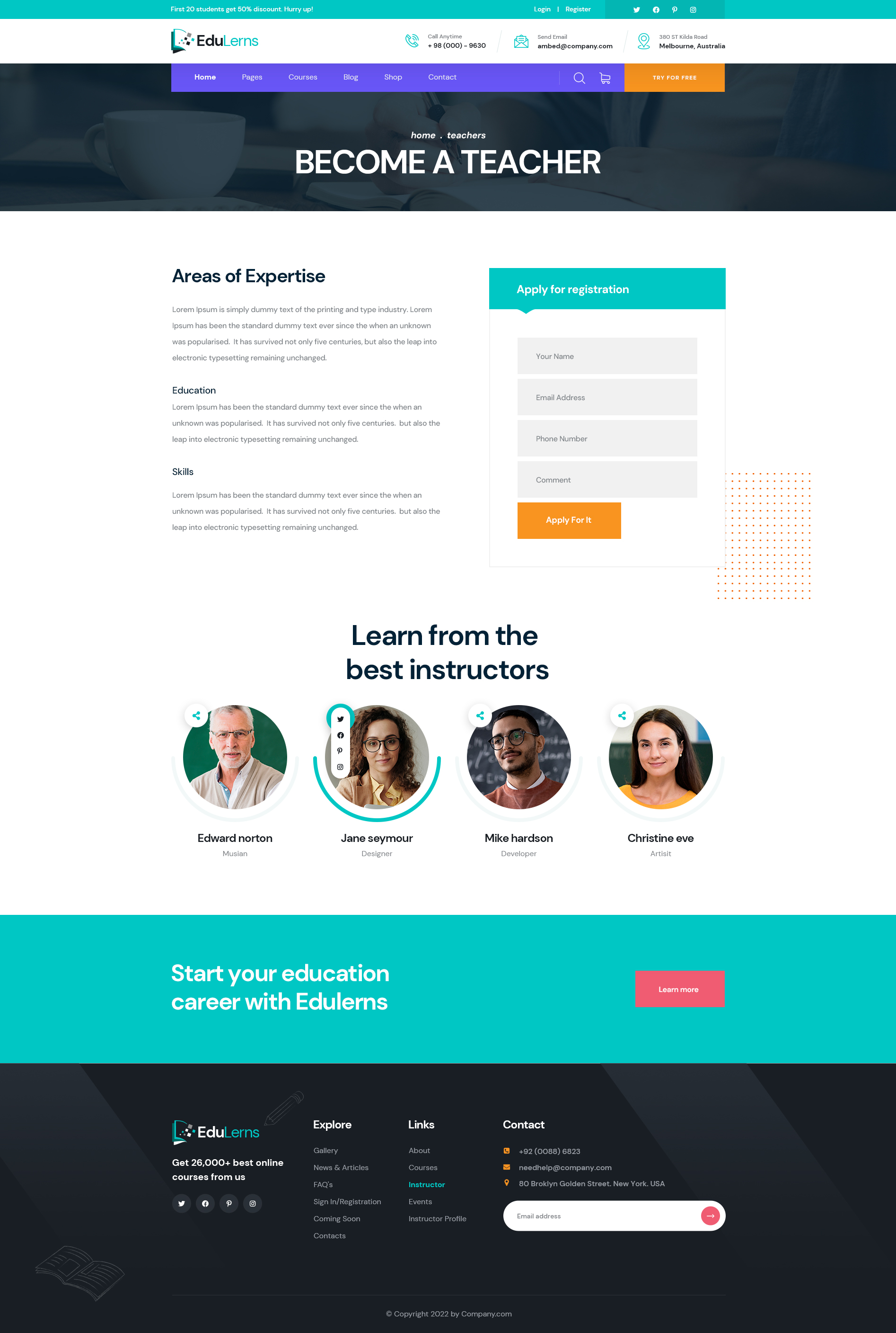 Edulerns - Online Courses & Education PSD Template by thimshop ...