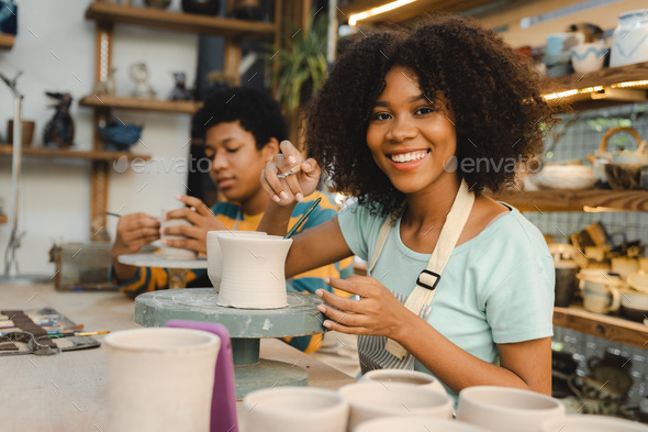 handcraft artist person using art skill of creativity to making ceramic ...
