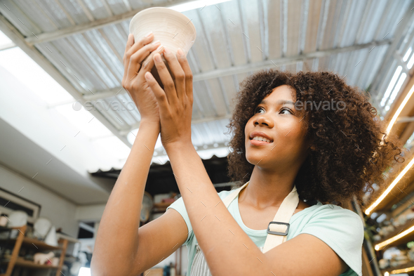handcraft artist person using art skill of creativity to making ceramic ...