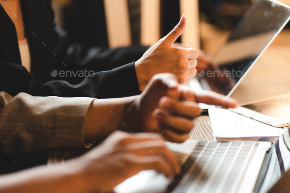 professional business person typing on computer laptop desk at office ...