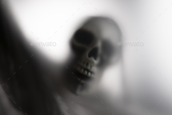 Shadow blur of horror skeleton. Halloween background. Stock Photo by ...