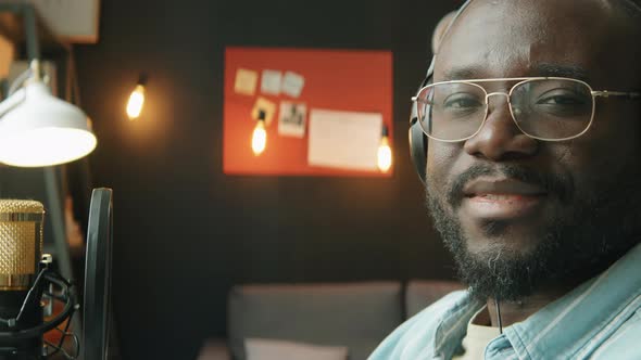 Portrait of African American Male Podcaster, Stock Footage | VideoHive