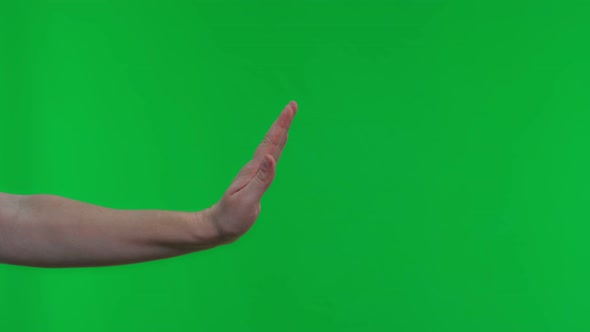 Woman Hand Show Stop Sign Isolated On Green Screen Background, Stock ...