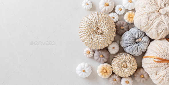 Hobby background with handmade pumpkins Stock Photo by OksaLy | PhotoDune