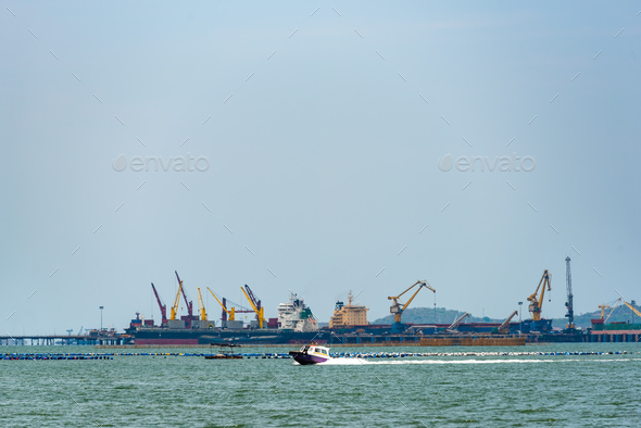 Logistics and transportation of cargo freight ship and cargo container ...