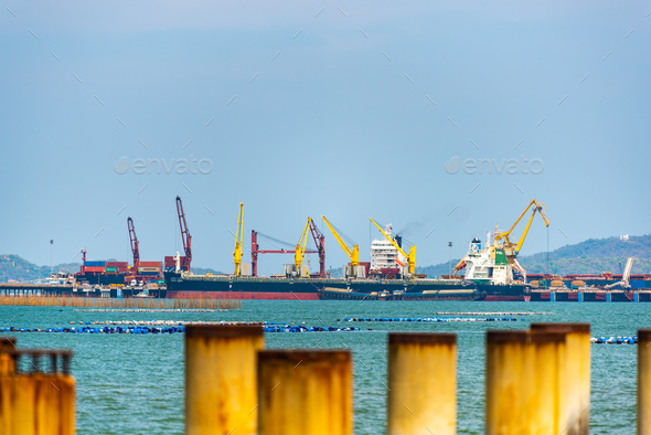 Logistics and transportation of cargo freight ship and cargo container ...