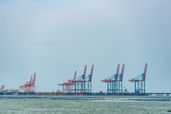 Logistics and transportation of cargo freight ship and cargo container ...