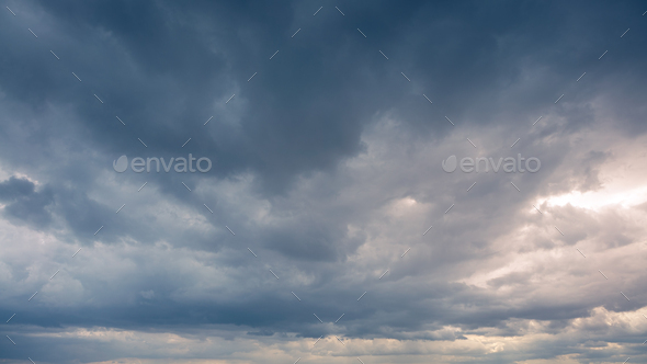 Wonderful view of cumulus clouds sky with sun light. Daylight yellow ...