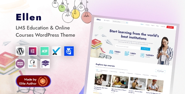 Ellen - LMS Education & Online Courses Coaching WordPress Theme by ...