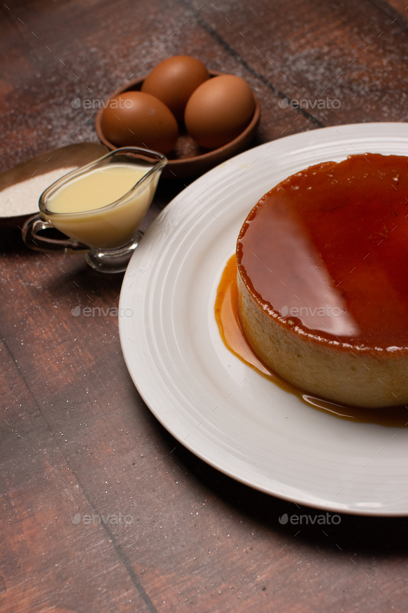 Flan . Quesillo. creme brulee. Milk and egg dessert. Egg tart. Dessert ...