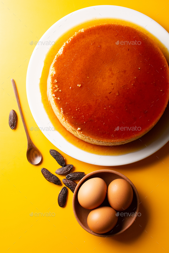 Flan. Quesillo. creme brulee. Milk and egg dessert. Egg tart. Desert ...