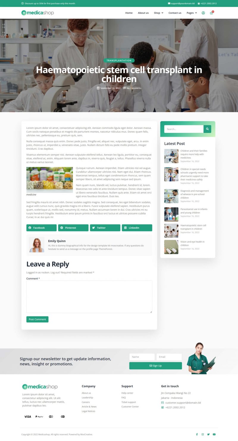 MedicaShop - Pharmacy & Medical Store Elementor Template Kit by moxcreative