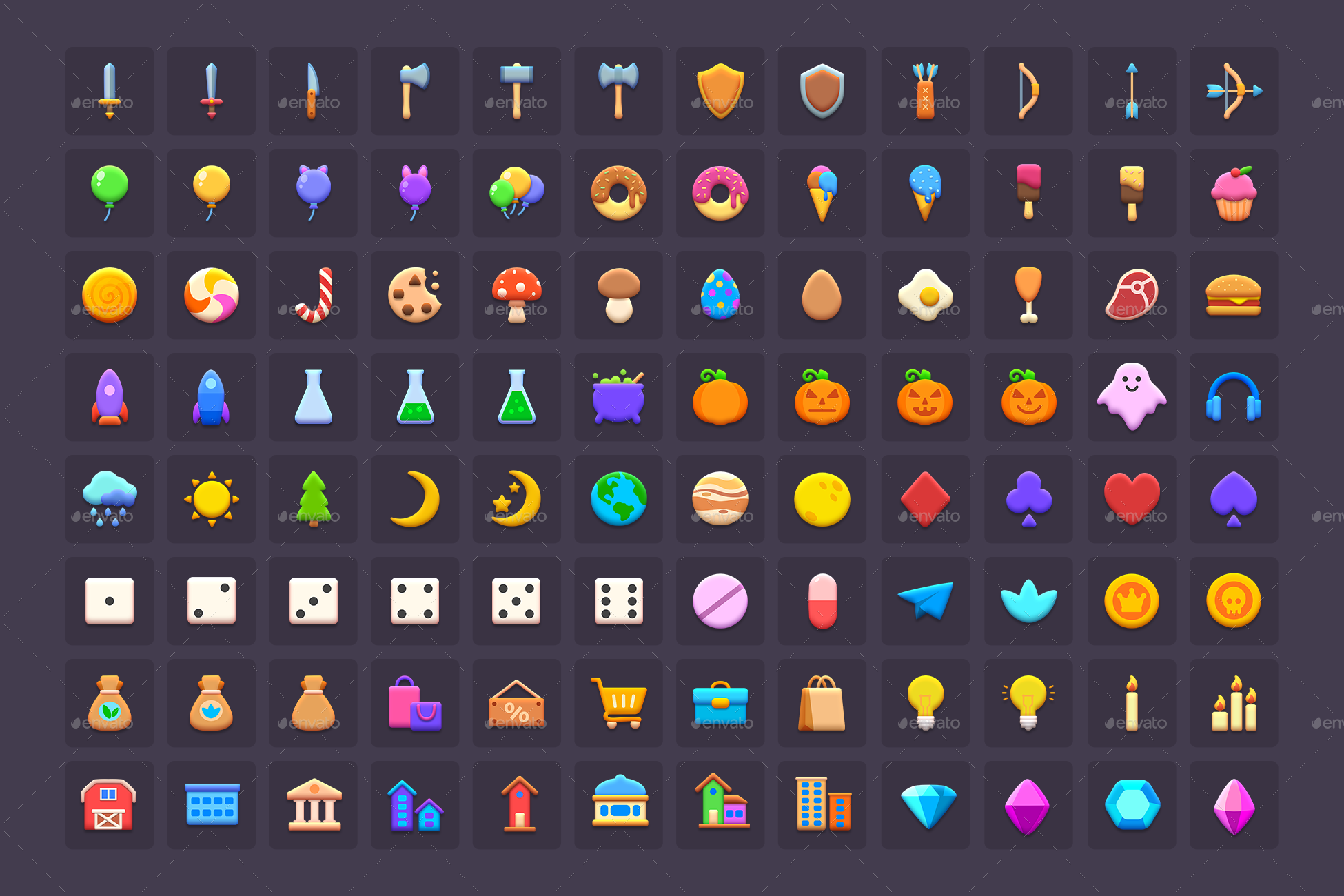 Flat Icons, Game Assets | GraphicRiver