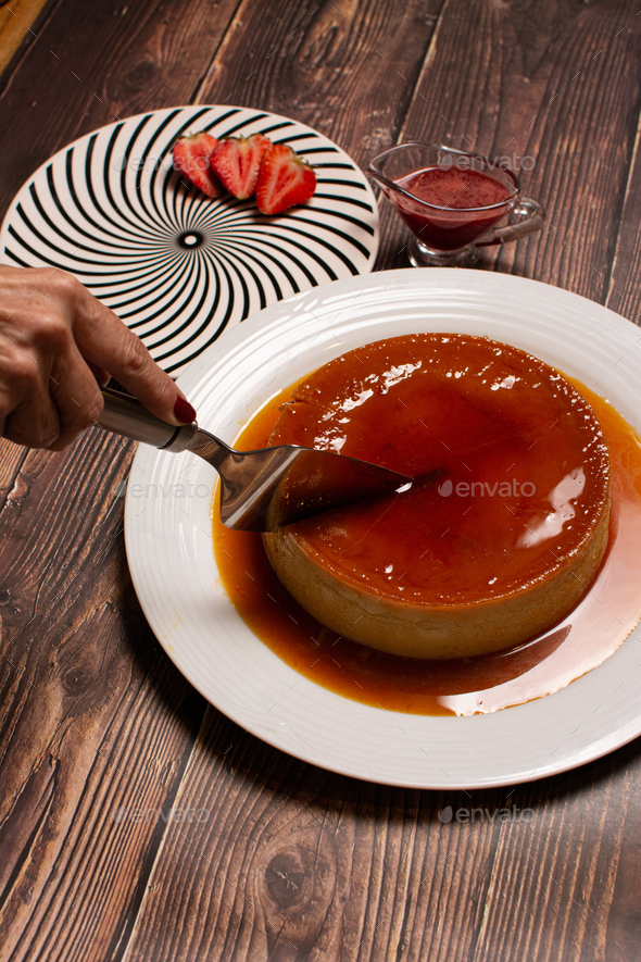 Flan. Quesillo. creme brulee. Milk and egg dessert. Egg tart. Desert ...