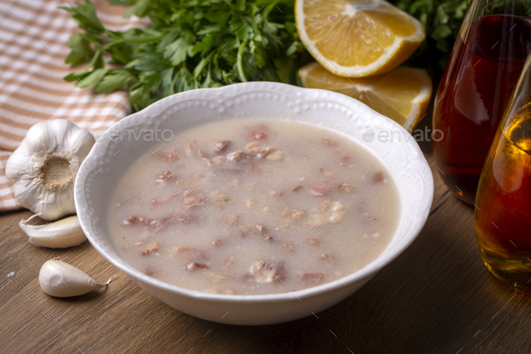Turkish traditional tripe soup; iskembe corbasi. Kelle Paca (Turkish ...