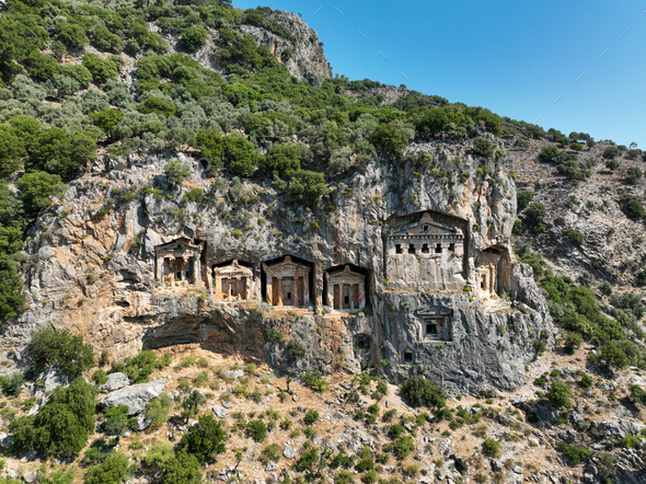 Turkey (Turkish name; kaya mezarlari) Ancient city of Kaunos, Dalyan ...