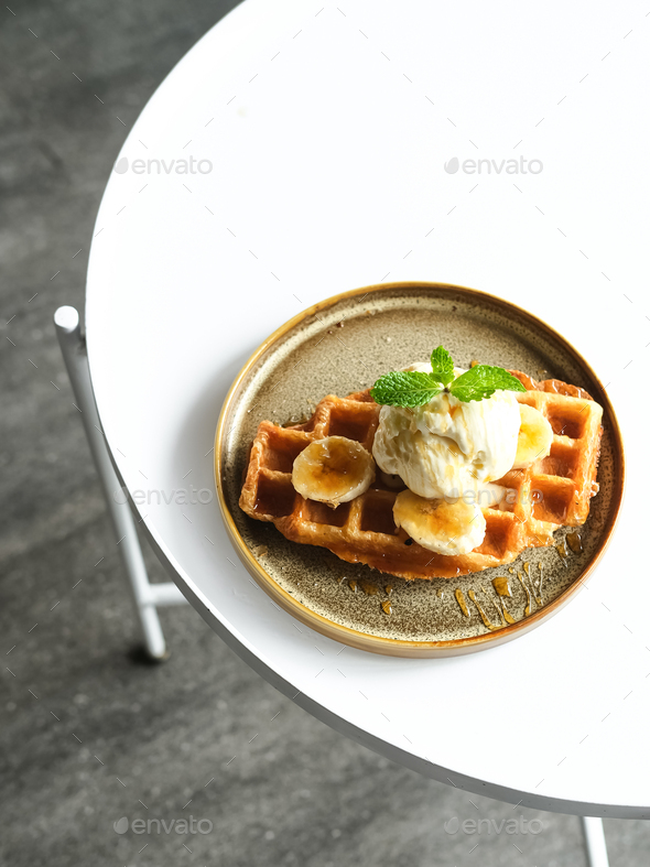 Caramelized Croissant Waffle or Croffle Stock Photo by tyasindayanti