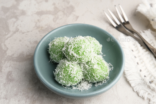 Klepon is Indonesian popular traditional snack Stock Photo by tyasindayanti