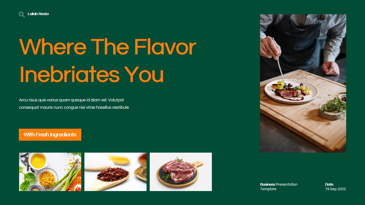 Creative Green Orange Food Resto Presentation, Presentation Templates