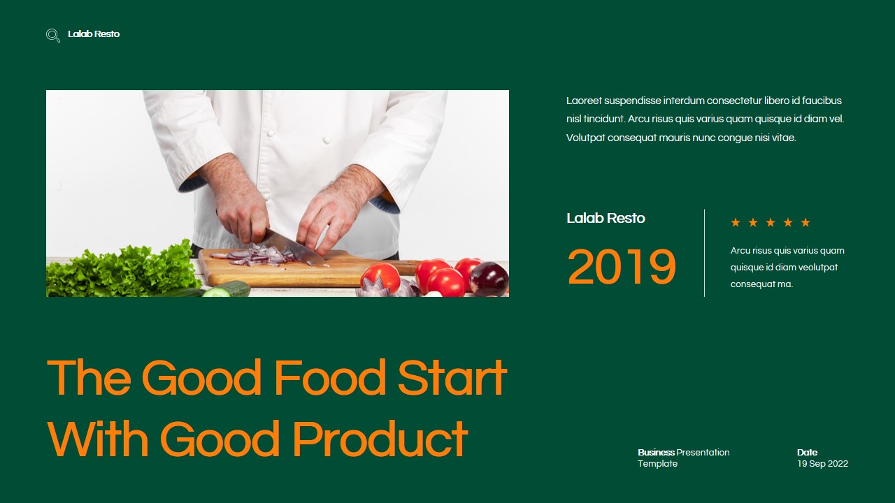 Creative Green Orange Food Resto Presentation, Presentation Templates