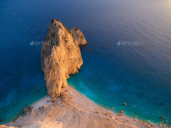 Greece landscape. Seascape at the day time. Bay and rocks. Blue water ...