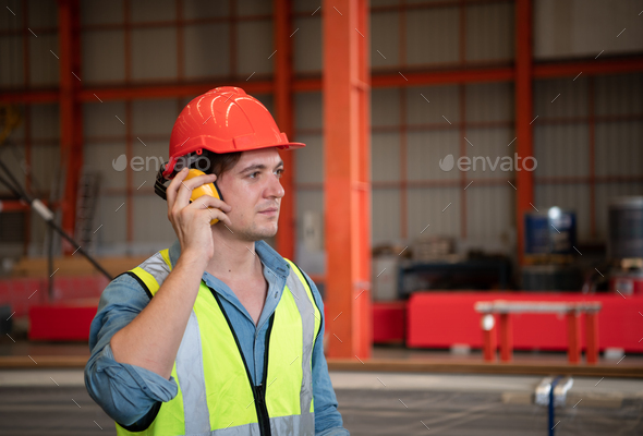 Chief mechanical engineer working in a mechanical factory Controlling ...