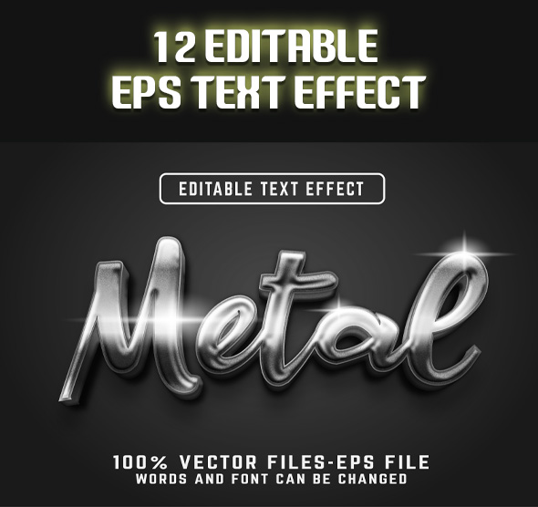 Metalic Editable Eps Text Effect, Add-ons | GraphicRiver