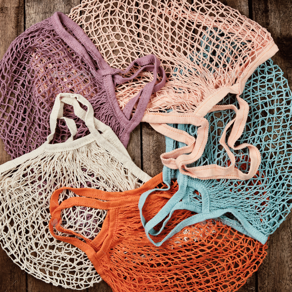 Multicolored eco mesh bags. Biodegradable, reusable alternative to ...